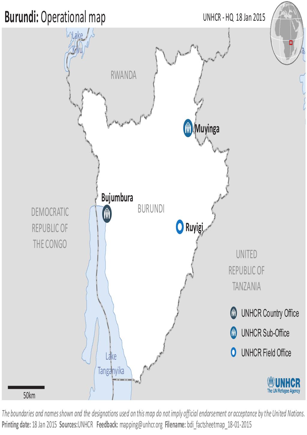 Document - Burundi: Operational map (Factsheet) - 18 Jan. 2015