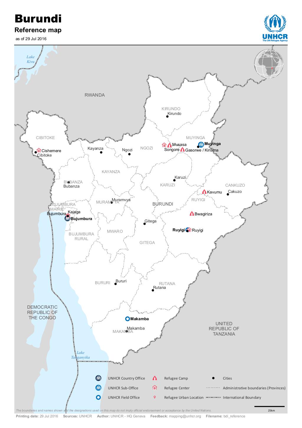 Document - Burundi - Reference map - 29 July 2016