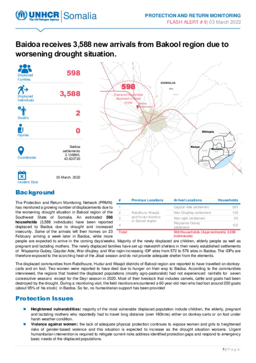Document - UNHCR Flash Report #9 - Displacement due to intensifying ...