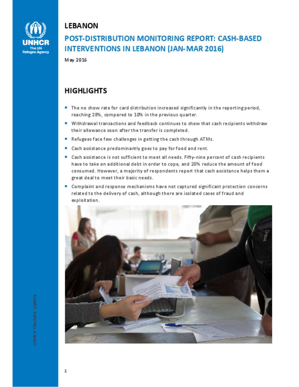Document - UNHCR-Lebanon - Post-Distribution Monitoring Report: Cash ...