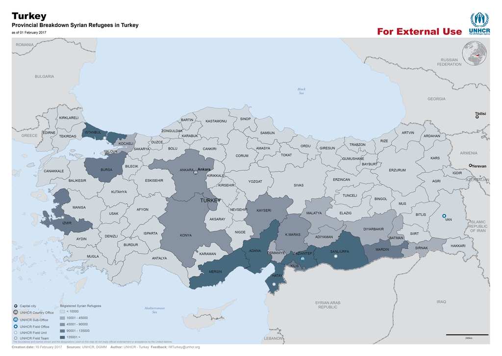 Document - UNHCR Turkey: Provincial Breakdown Syrian Refugees in Turkey Document - UNHCR Turkey: Provincial Breakdown Syrian Refugees in Turkey