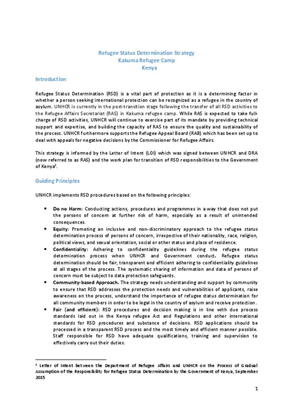 Document - RSD Strategy - UNHCR Kakuma camp