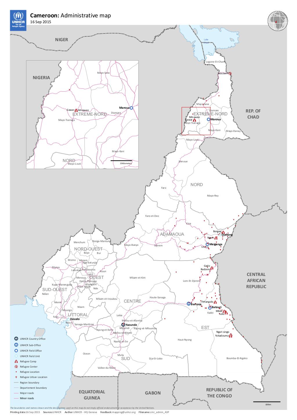 Document - Cameroon: Administrative map - 16 September 2015
