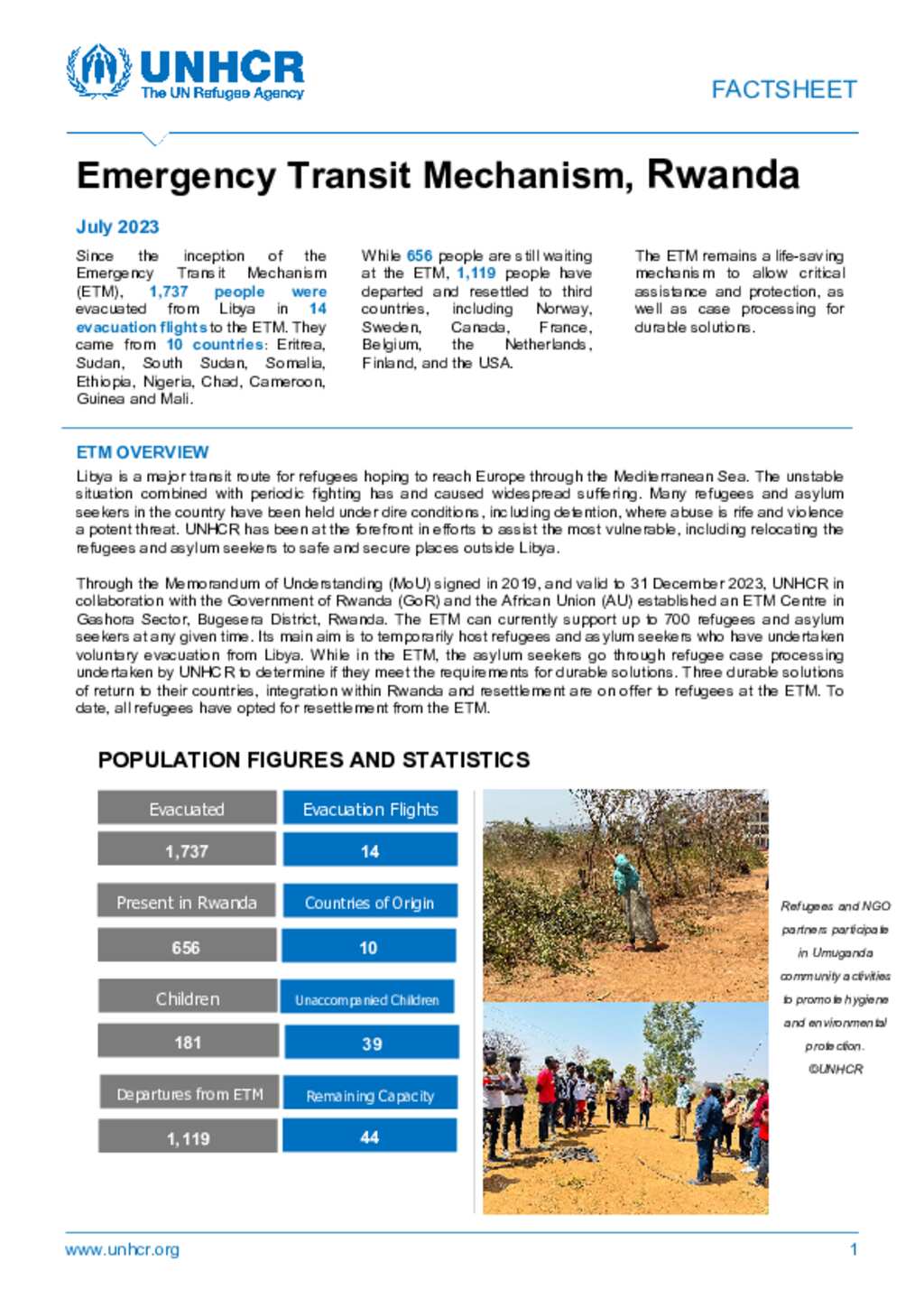 Document - Rwanda: Emergency Transit Mechanism Centre Factsheet - July 2023