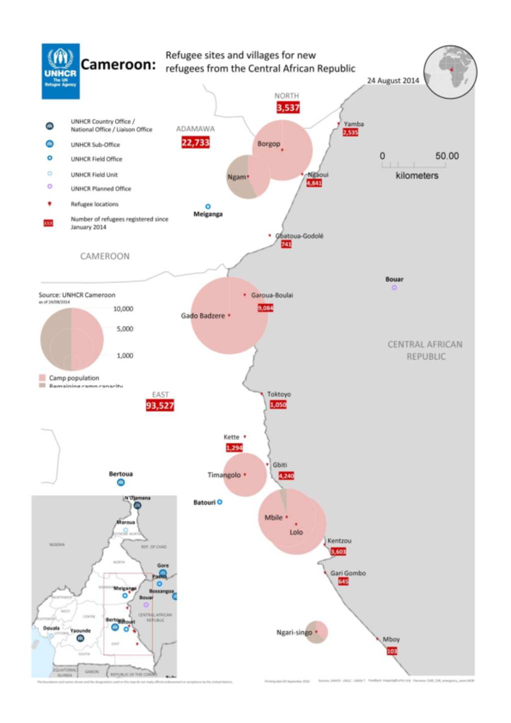 Document - Cameroon: Refugee sites and villages for new refugees from ...