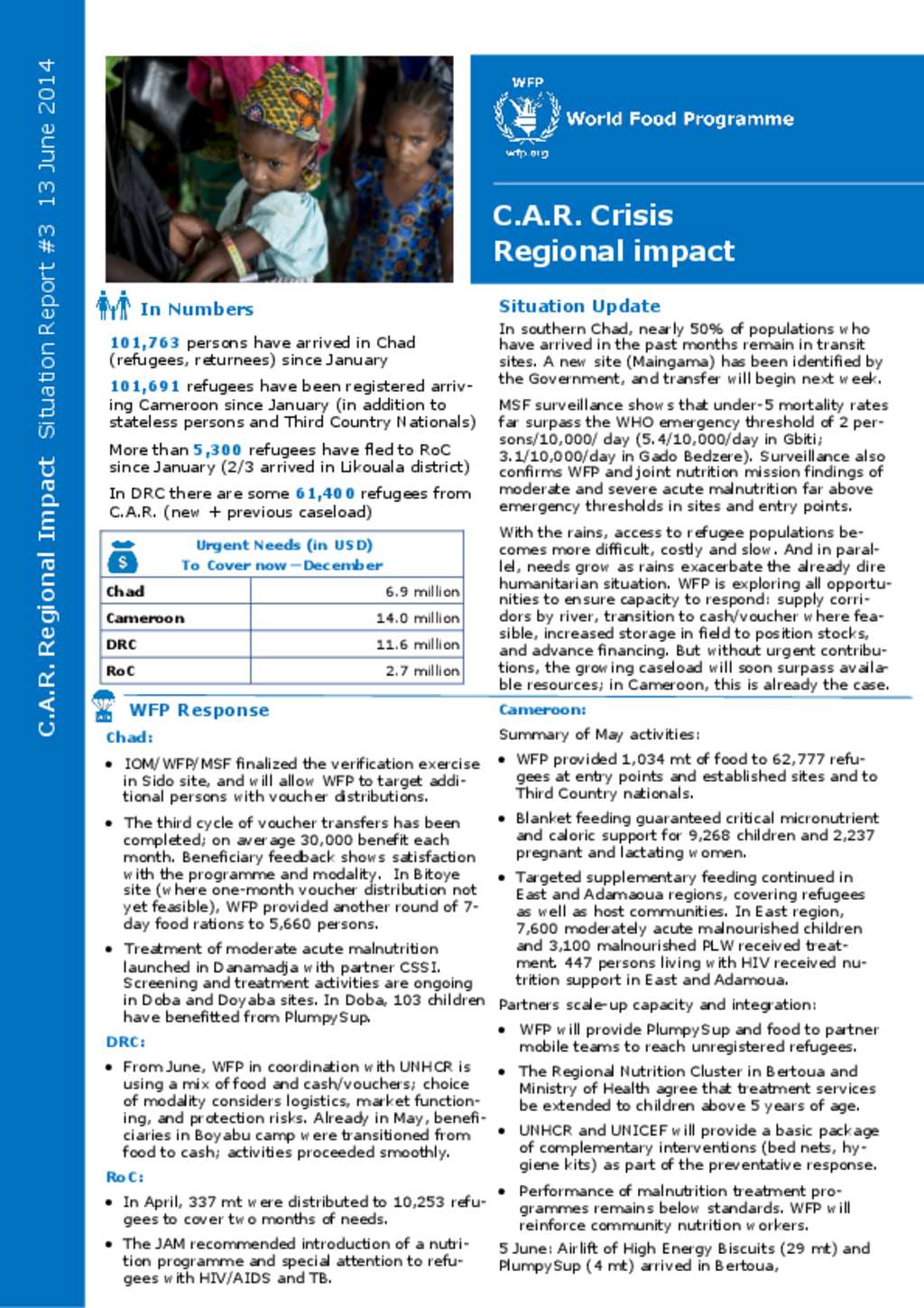 Document - WFP - CAR Regional Impact - Situation Report #3