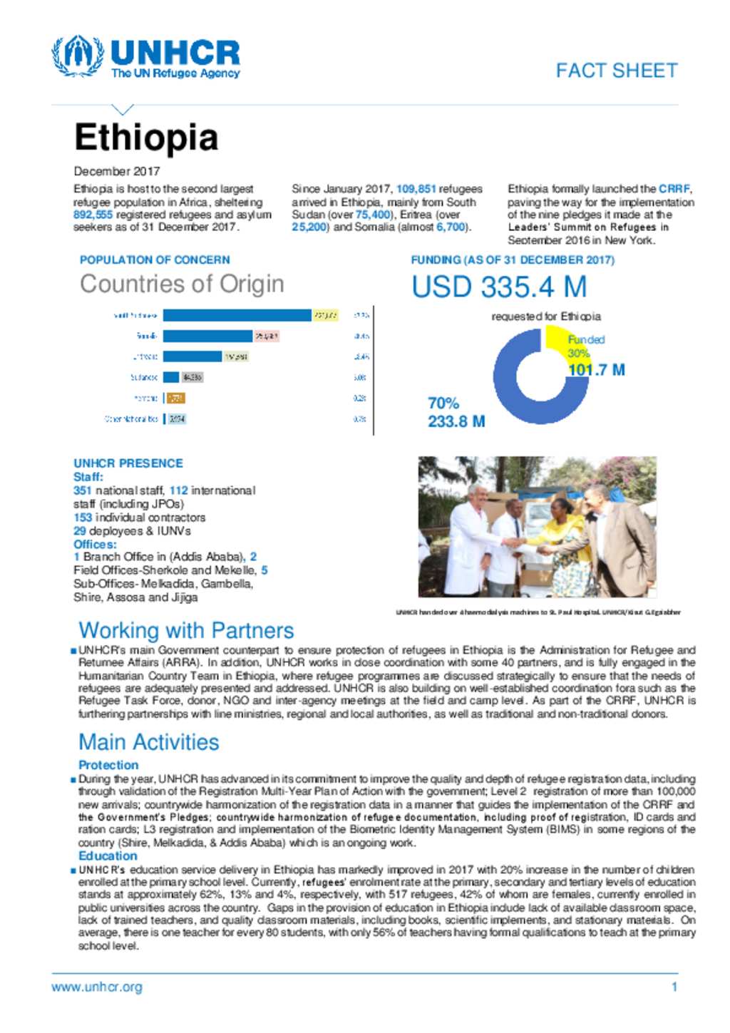 Document - UNHCR Ethiopia Fact Sheet December 2017