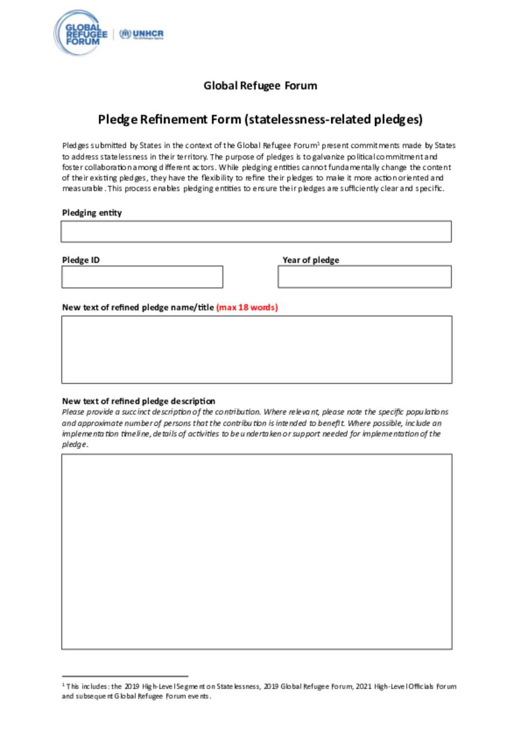 Document - Global Refugee Forum- Pledge Refinement Form