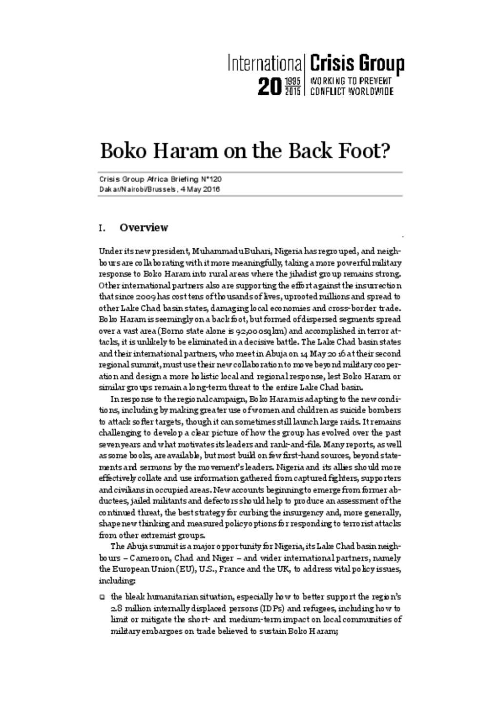 Document - International Crisis Group Africa Briefing No 120 ' Boko ...