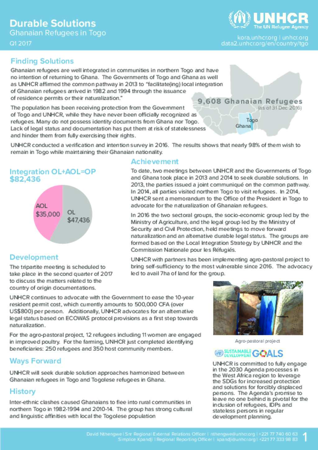 Document - UNHCR: Durable solutions - Ghanaian refugees in Togo: Q1 2017
