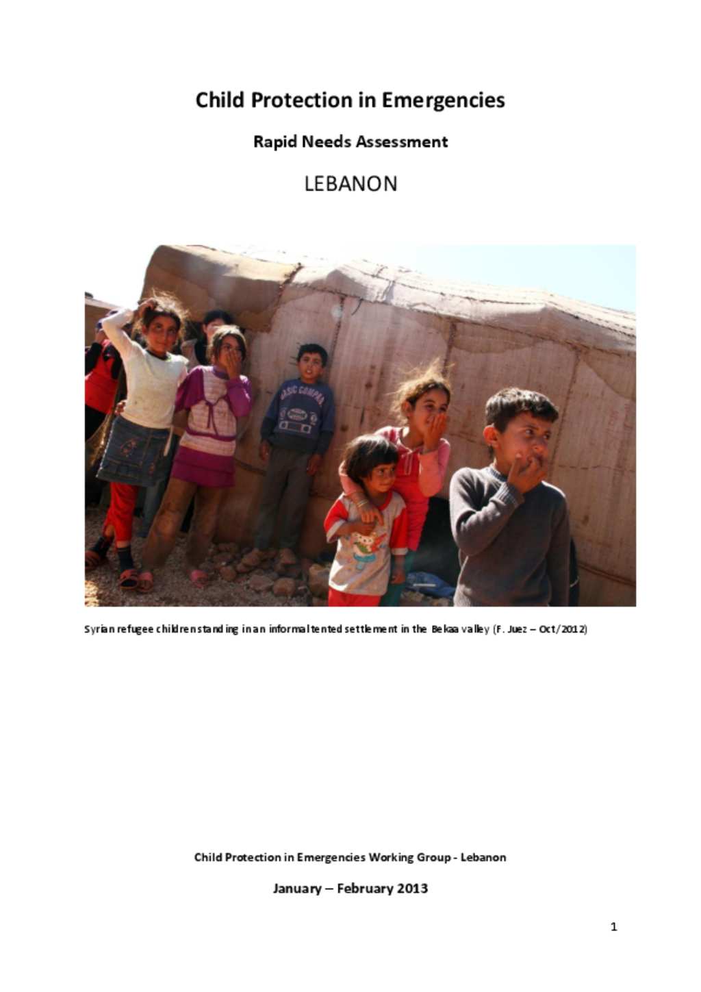 Document - Child Protection in Emergencies Rapid Needs Assessment