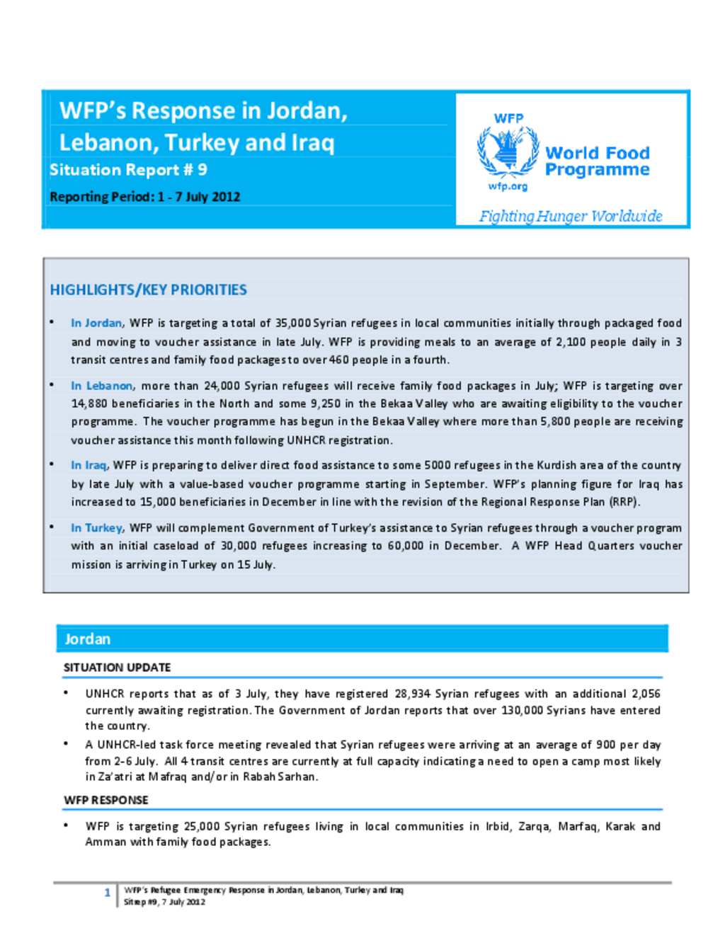 Document - WFP Regional Situation Report - July 1