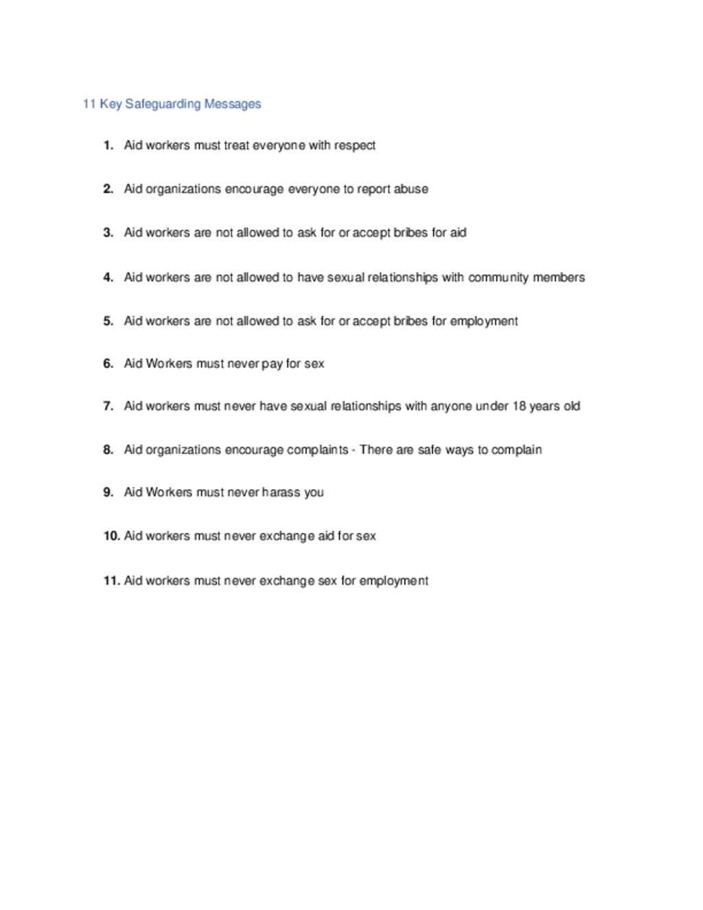 Document - 11 Key Safeguarding Messages