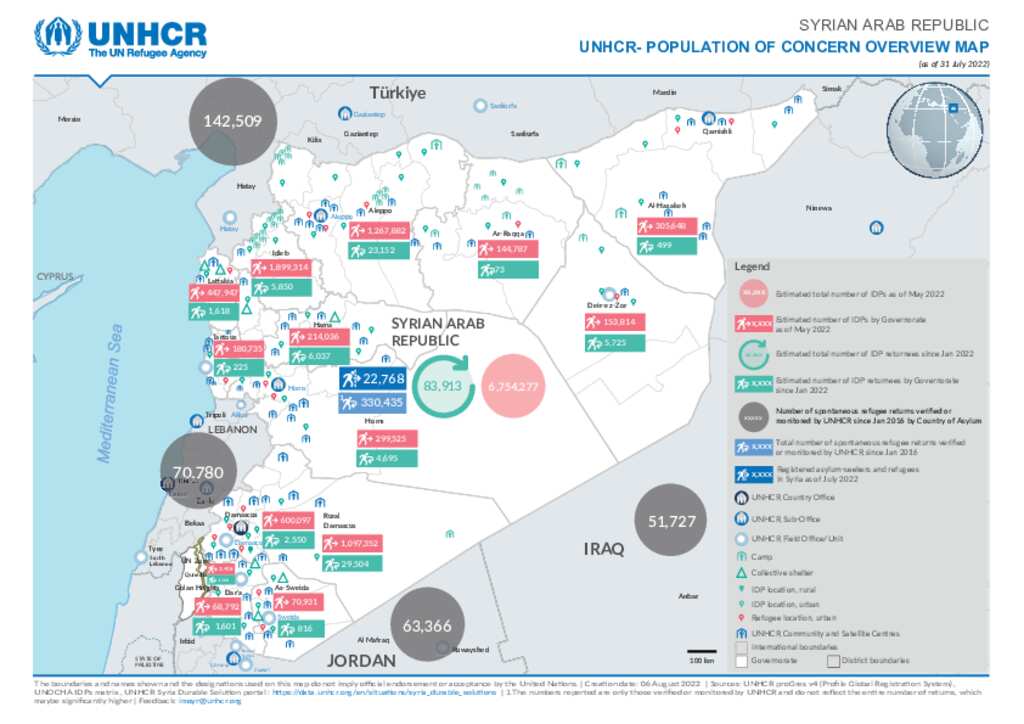 Document - UNHCR Syria Population of Concern Overview Map - 31 July 2022