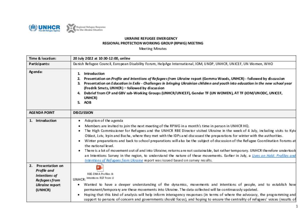 Document - Ukraine Situation: Regional Protection Working Group ...