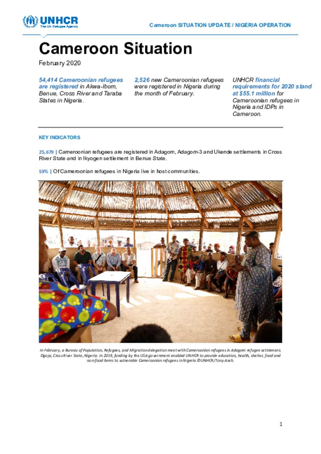 Document - UNHCR Nigeria - Cameroon Refugee Situation February 2020