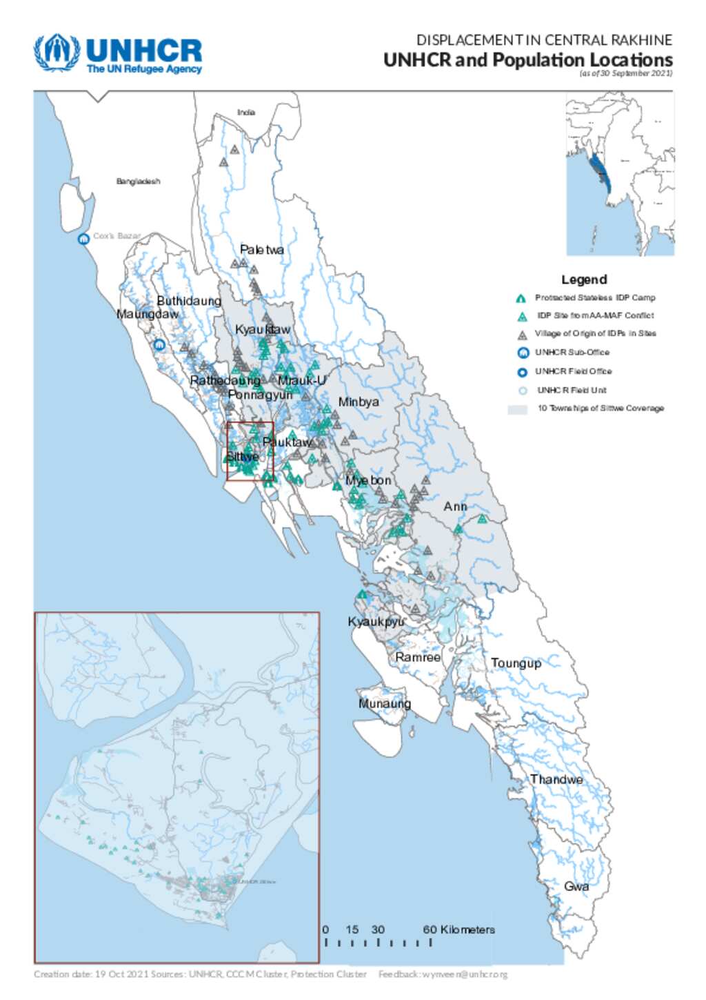 Document - UNHCR Presence in Central Rakhine and Population Locations