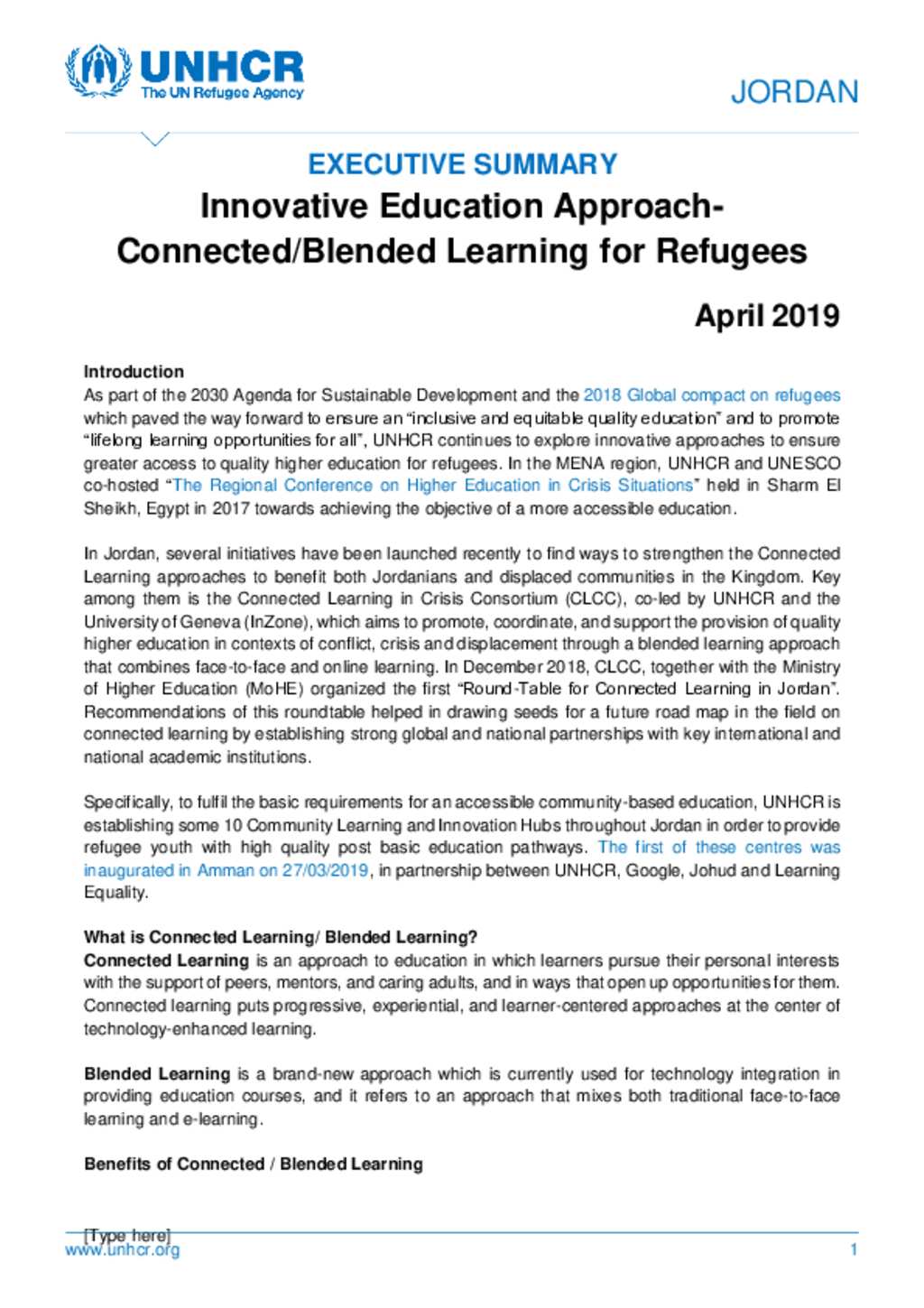 Document - EXECUTIVE SUMMARY Innovative Education Approach- Connected ...