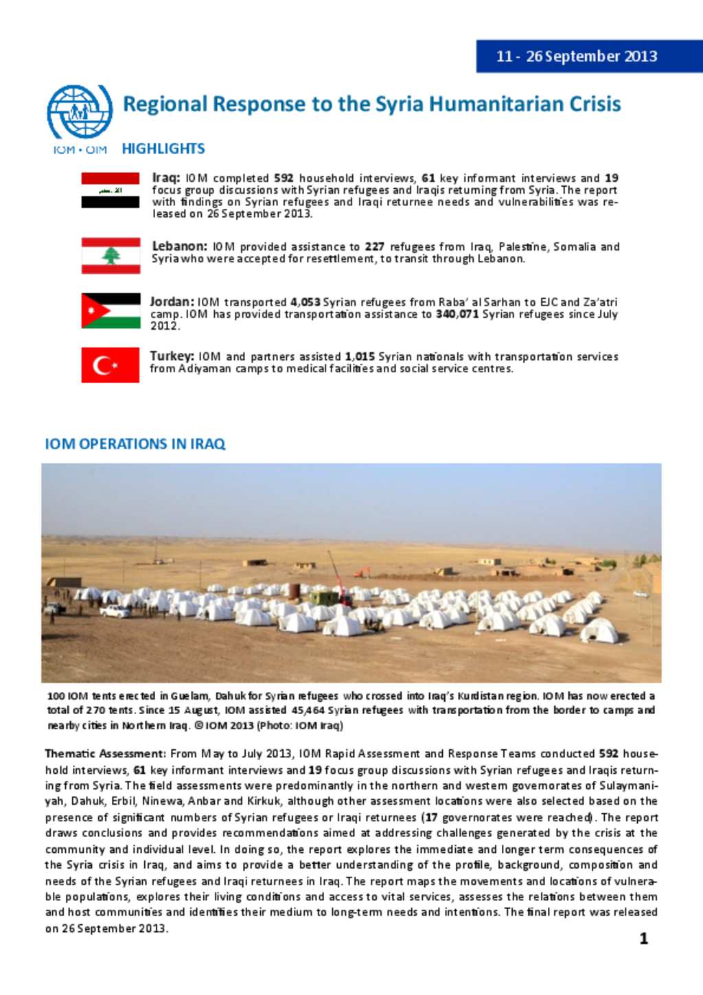 Document - IOM Syria Regional Response Sitrep