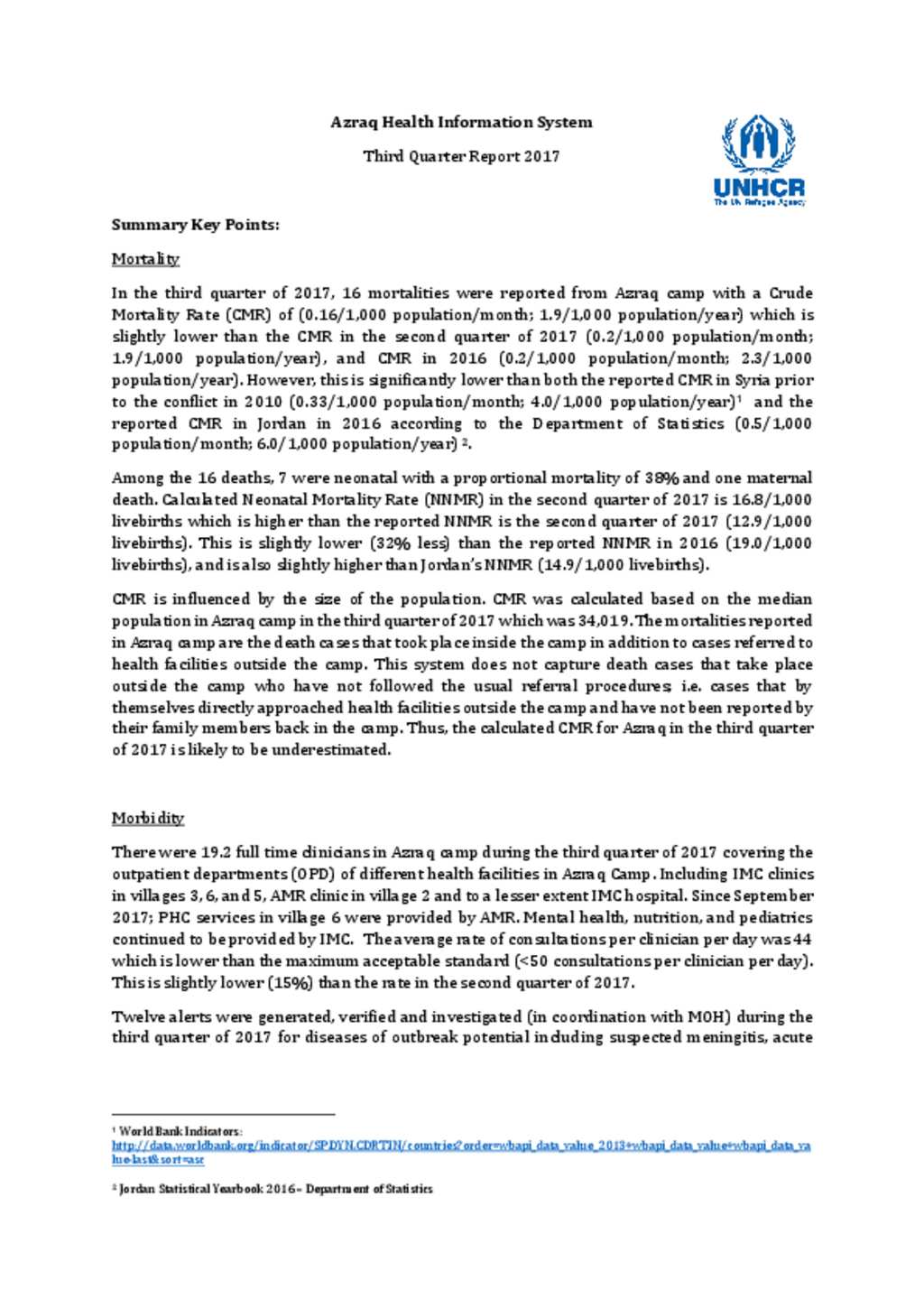 Document - Azraq Health Information System Q3 2017- Narrative Summary Document - Azraq Health Information System Q3 2017- Narrative Summary