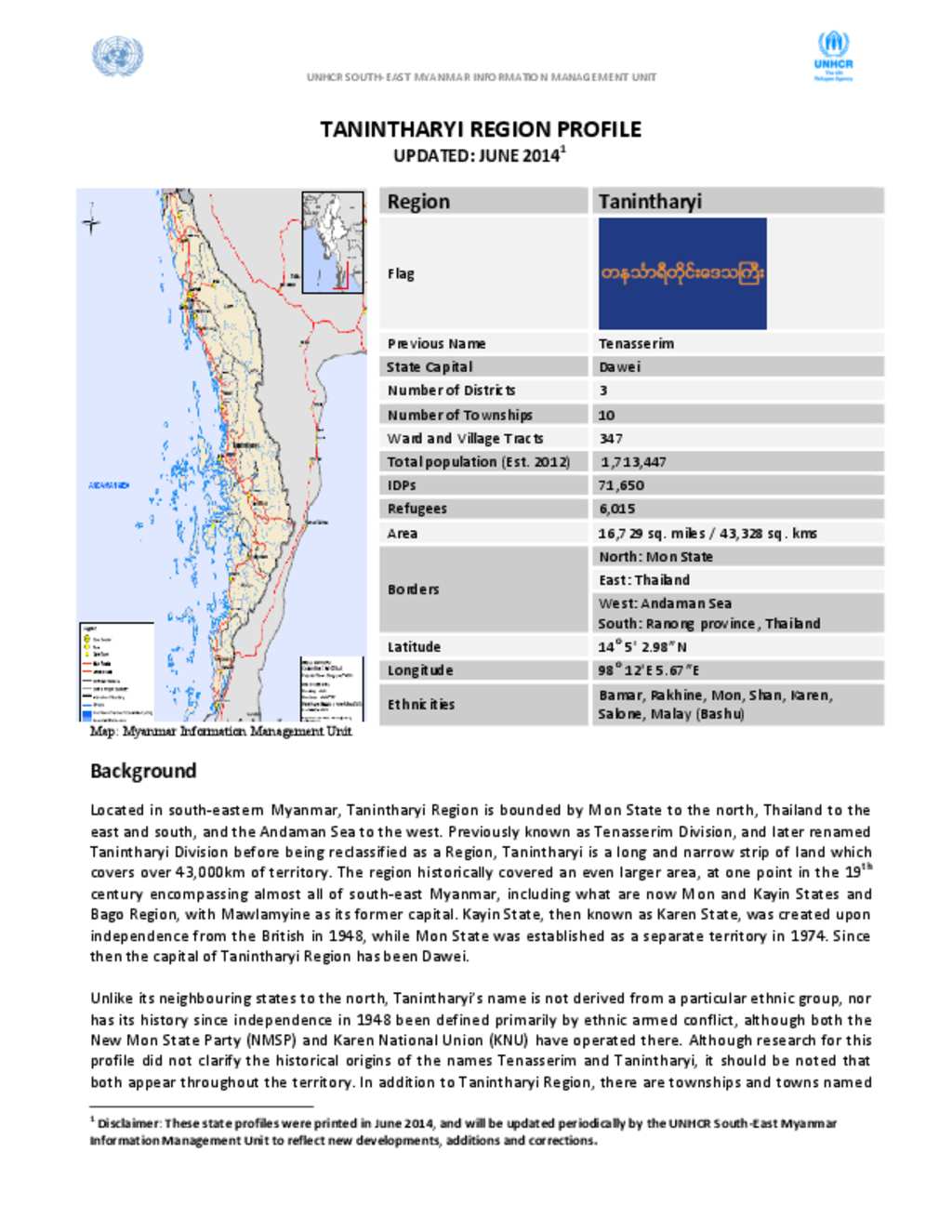 Document - Tanintharyi Region Profile - June 2014