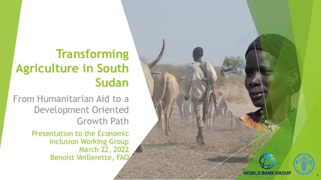 Document - Presentation - FAO – Transforming Agriculture in South Sudan ...