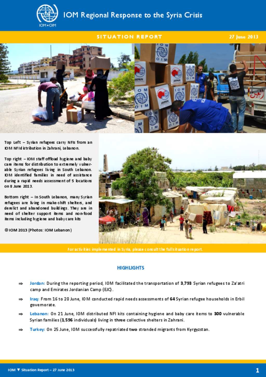 Document - IOM Regional Response to the Syria Crisis