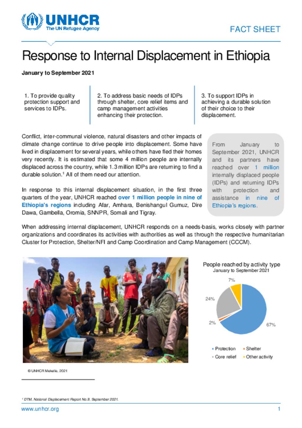 Document - UNHCR fact sheet on response to internal displacement in ...