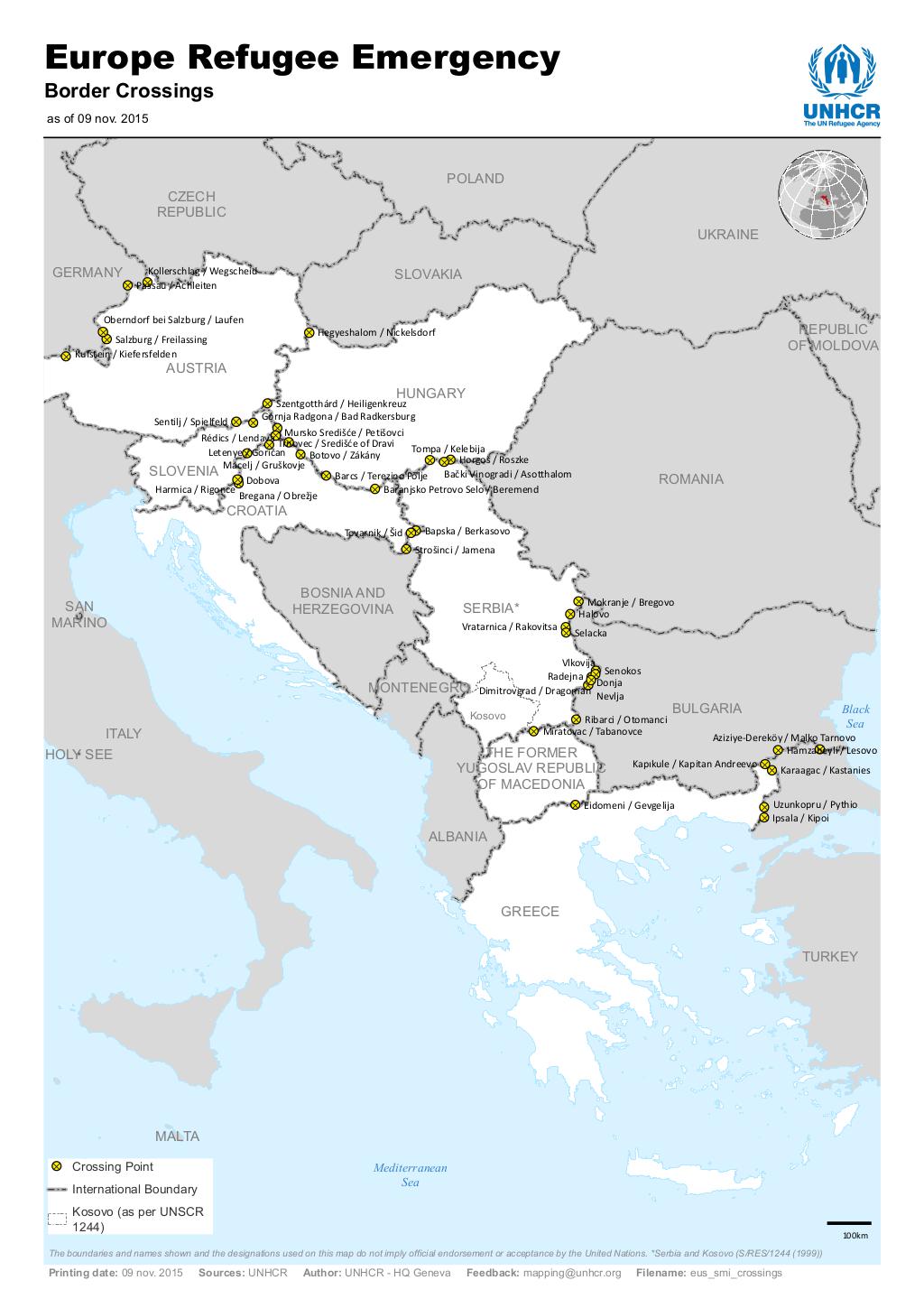 Document - Europe Refugee Emergency - Border Crossings - 09 November 2015