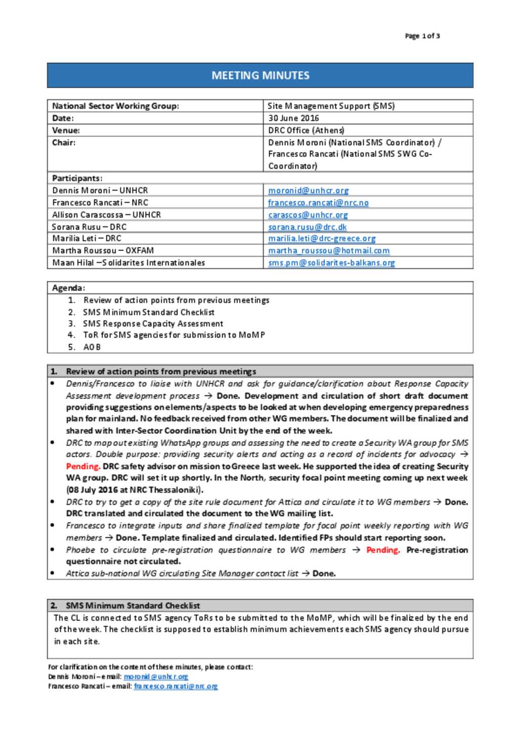 Standard Minutes Of Meeting Format