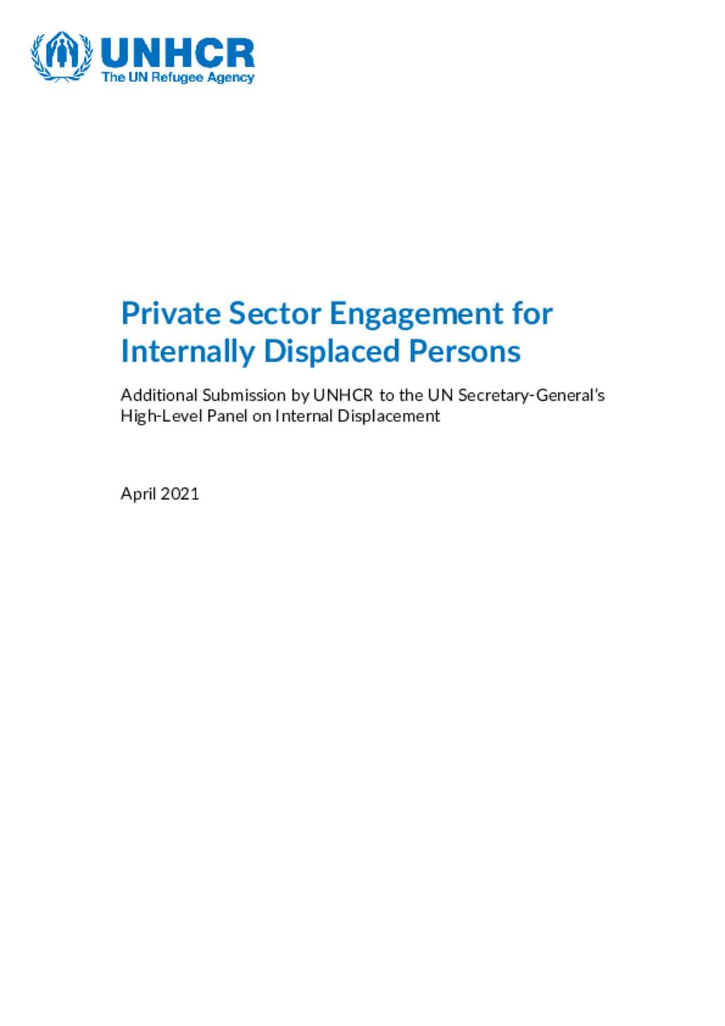 Document - UNHCR - Private Sector Engagement for Internally Displaced ...