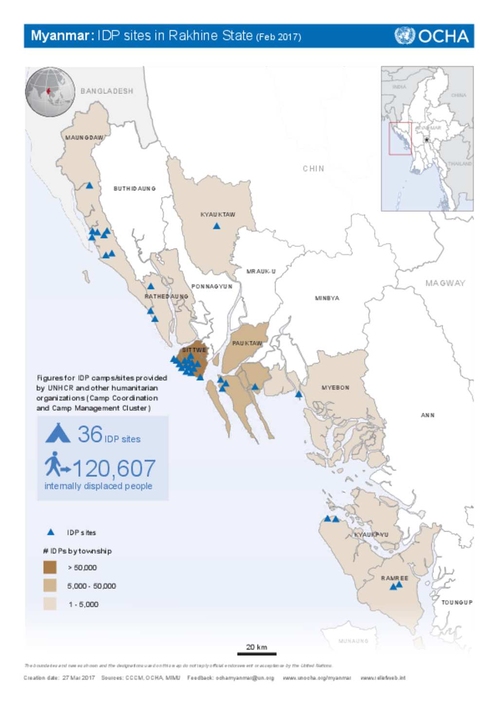 Document - Map (general) of IDP Sites in Rakhine State February 2017