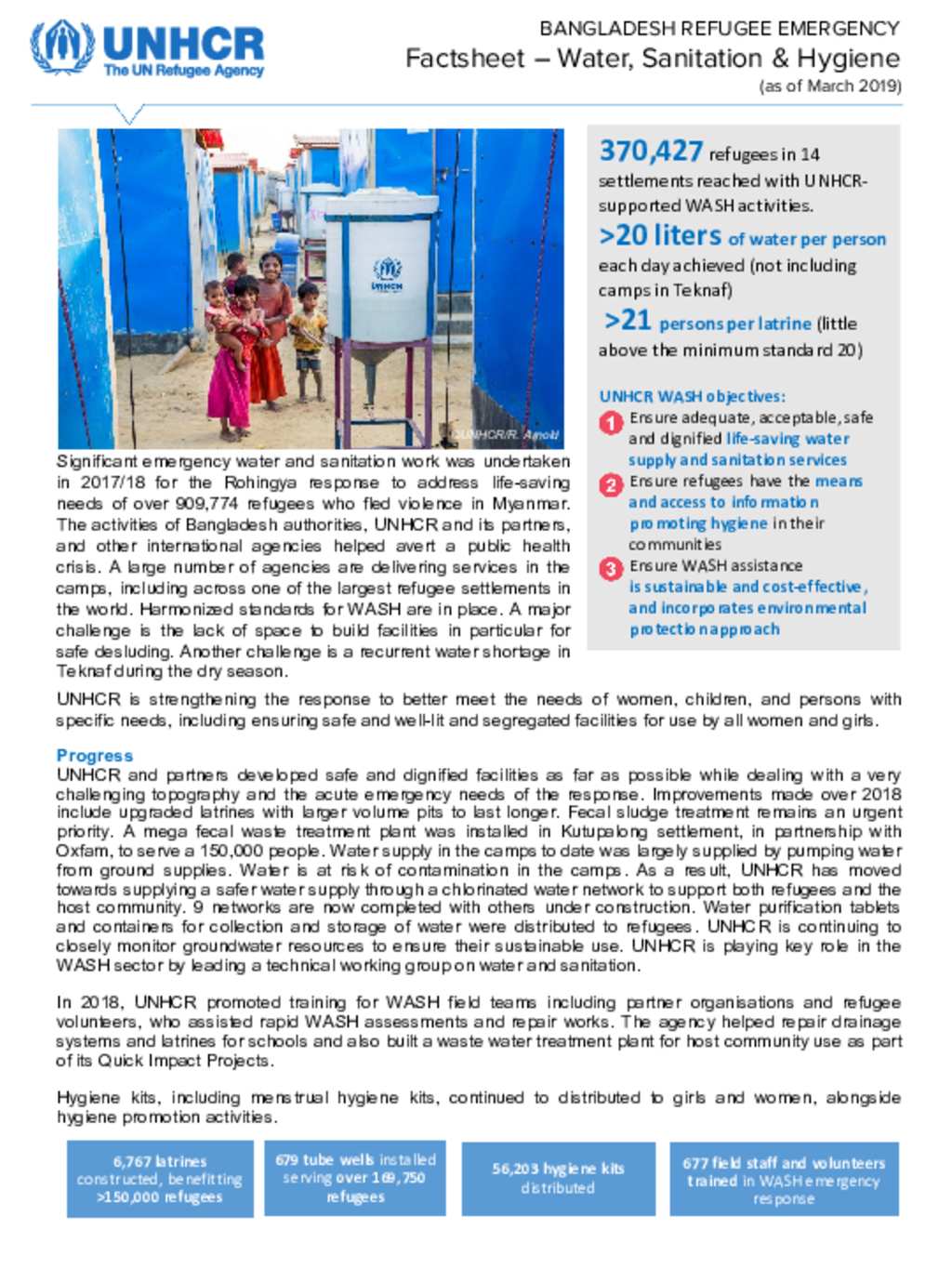 Document - Water, Sanitation & Hygiene Factsheet, UNHCR, Bangladesh ...