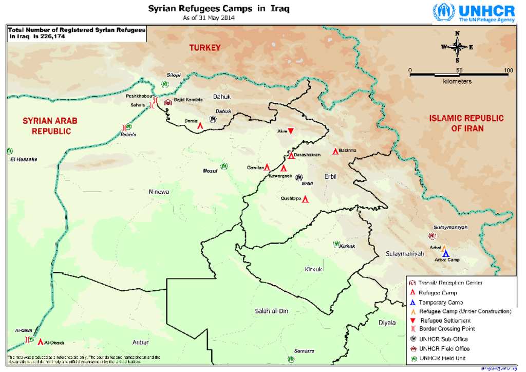 Document - Map Syrian Refugees Camps/Sites in Iraq