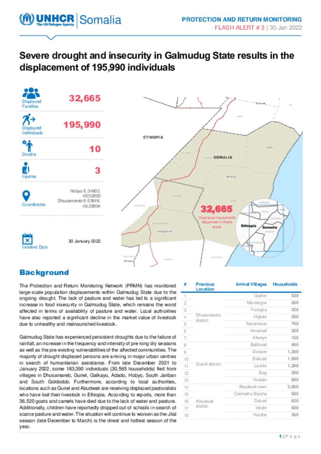 Document - UNHCR Flash report #3 - Large-scale displacement in Galmudug ...