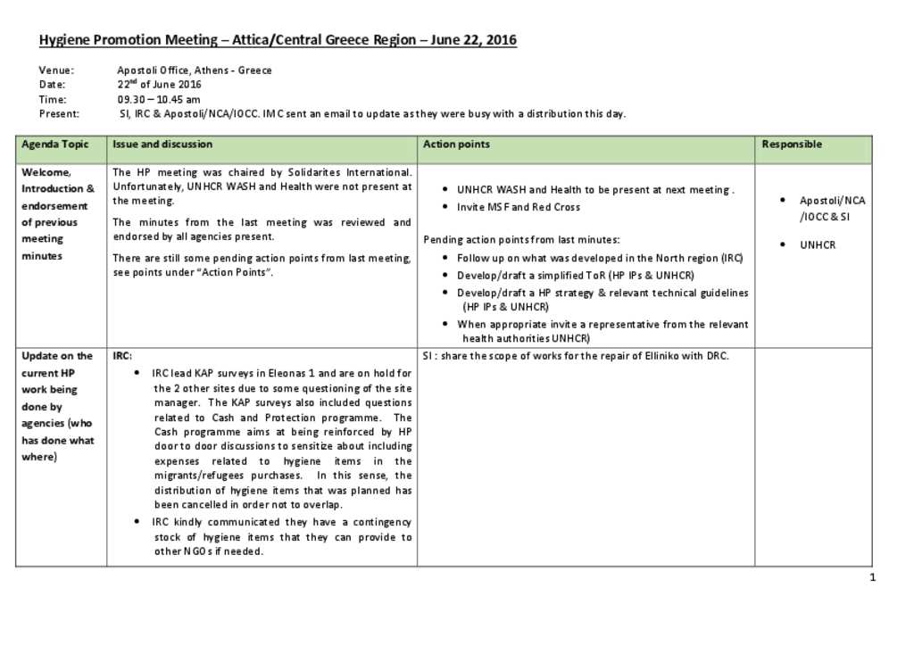 Document - Hygiene Promotion Meeting Minutes_Attica 22062016