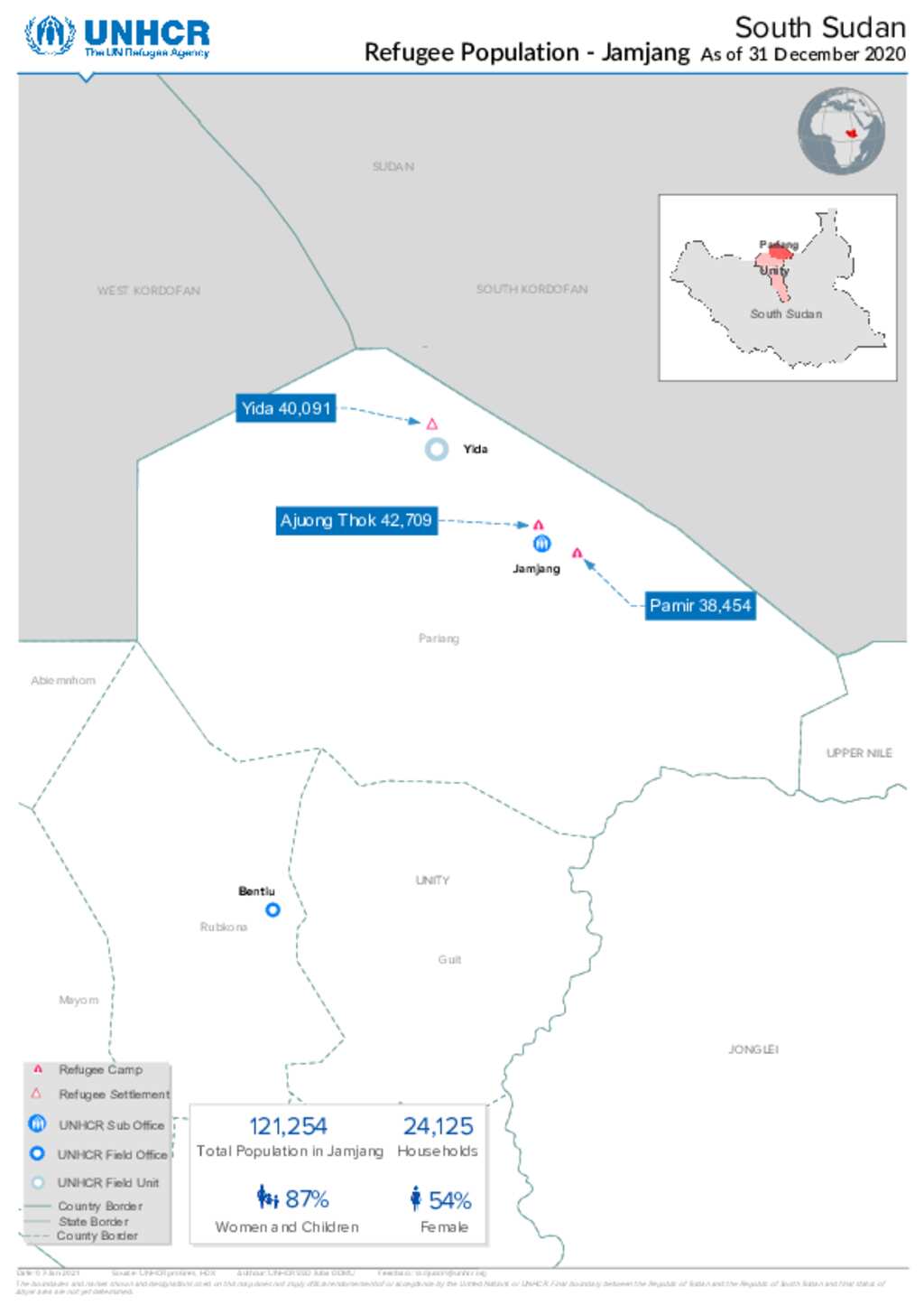 Document - South Sudan: Map of refugee population in Unity State as of ...