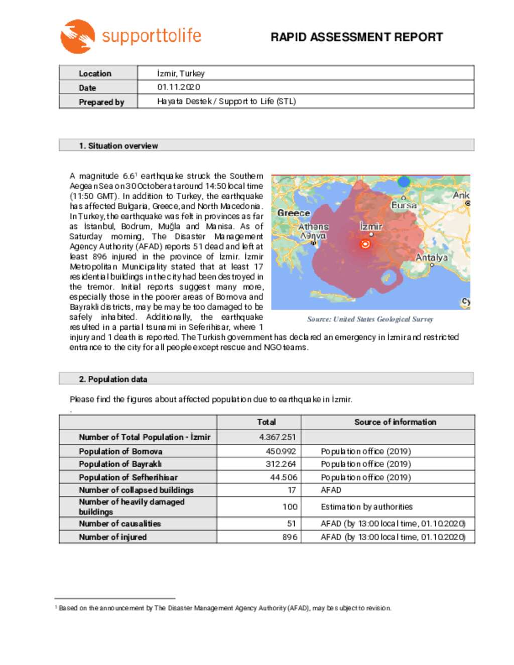 Document - Turkey: STL - Izmir Earthquake Rapid Needs Assessment Report