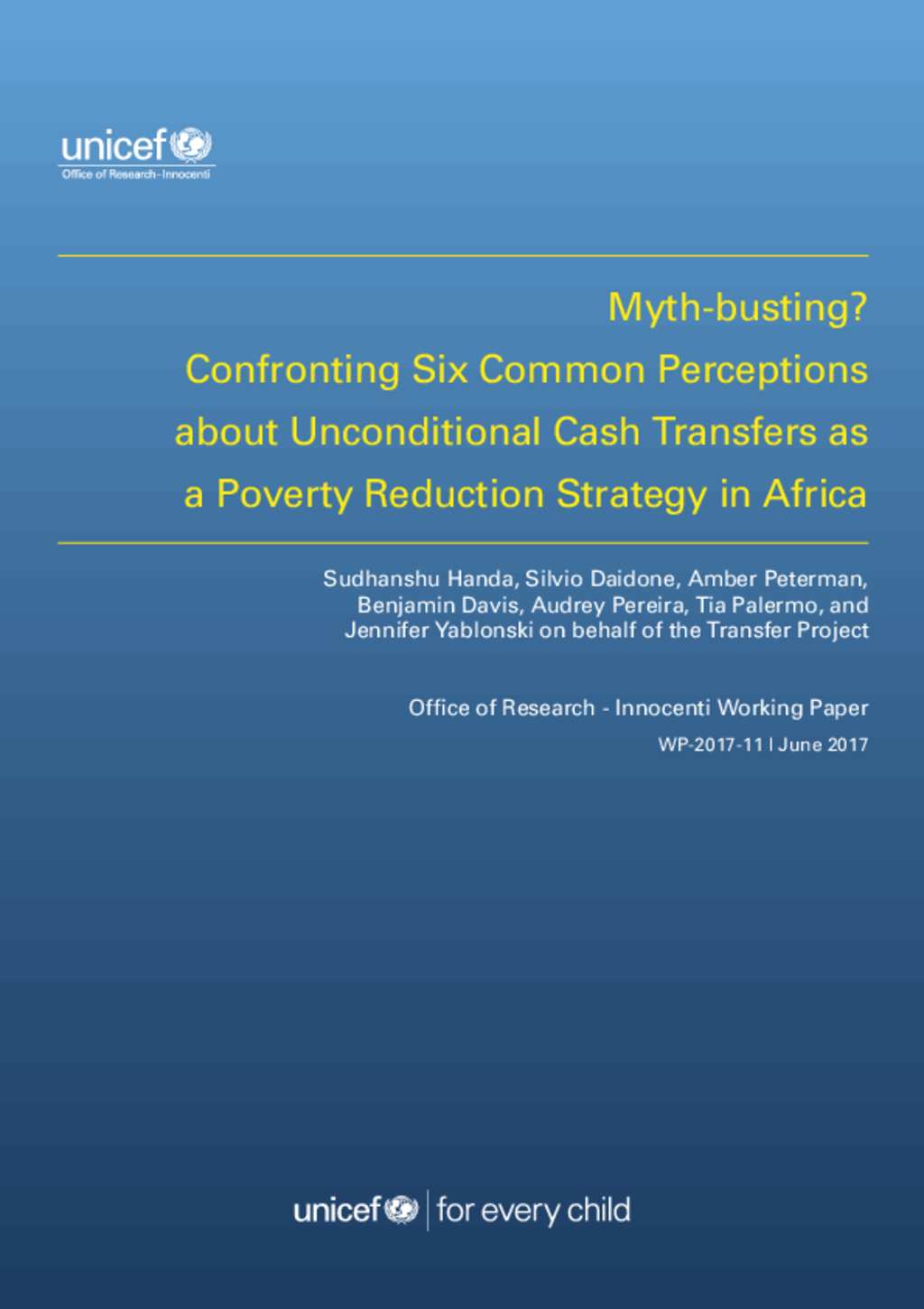 Document - UNICEF (2017) Myth-busting on cash transfer