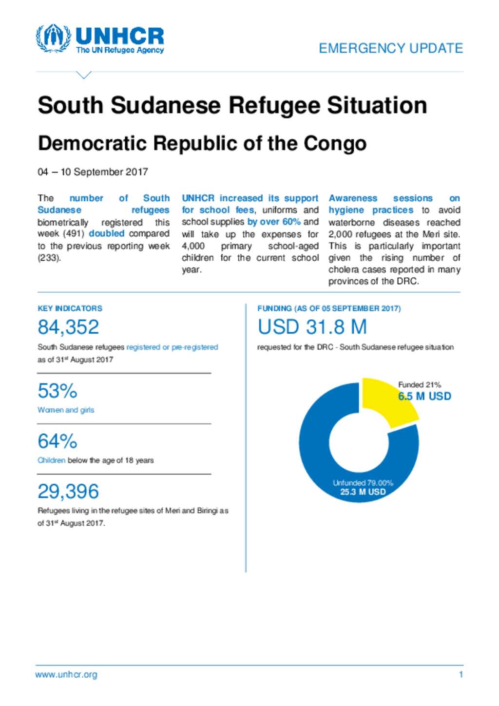 Document - UNHCR DRC Emergency Update on SSD Refugee Situation - 4 to ...