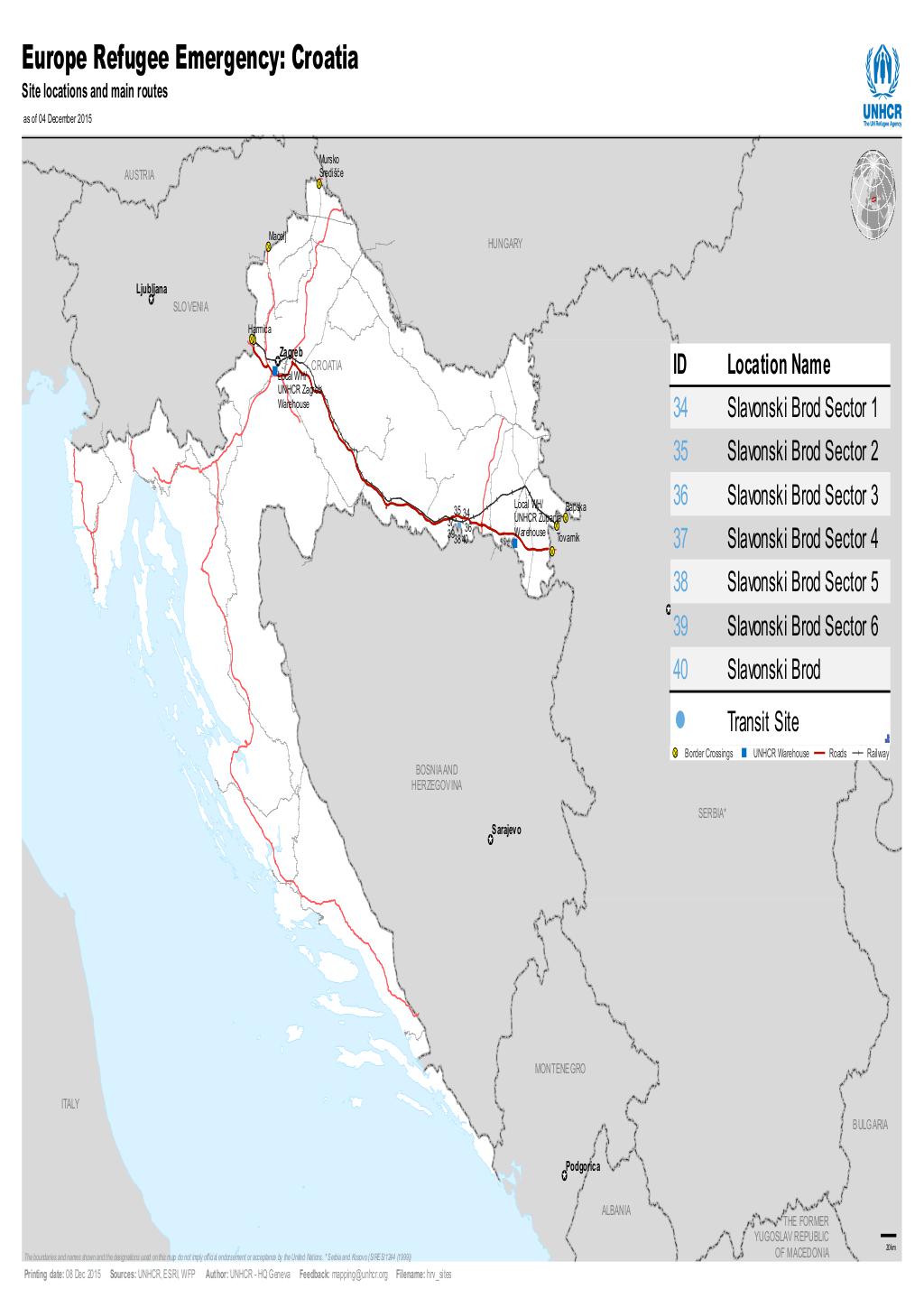 Document - Europe Refugee Emergency - Croatia - Site locations and main ...