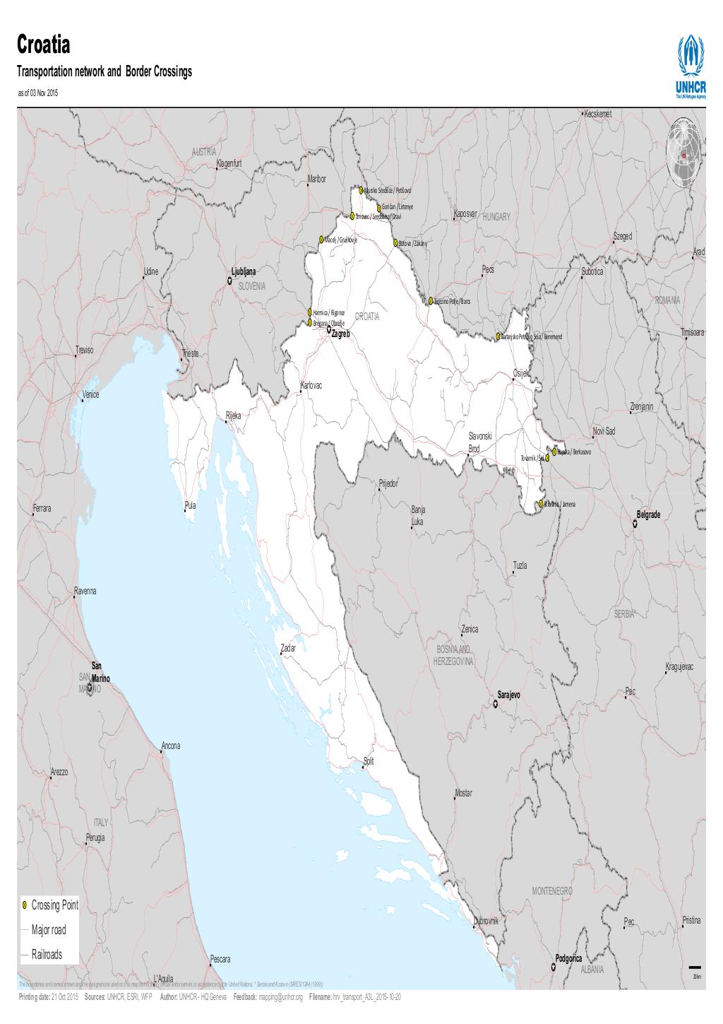 Document - Croatia: Transportation network and Border Crossings as of ...