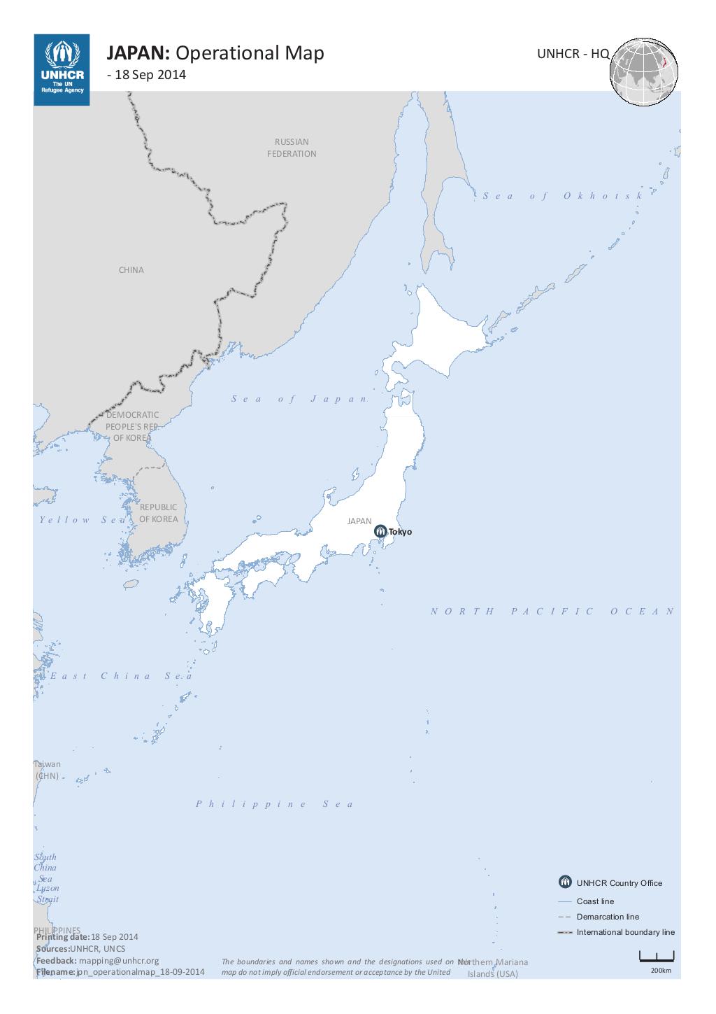 Document - Japan: Operational Map - 18 Sep. 2014