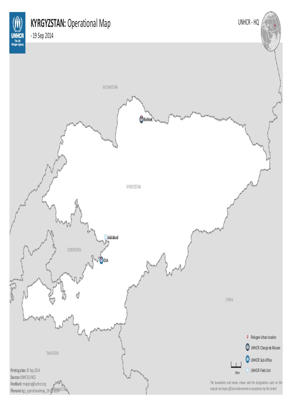 Document - Kyrgyzstan: Operational Map - 19 Sep. 2014