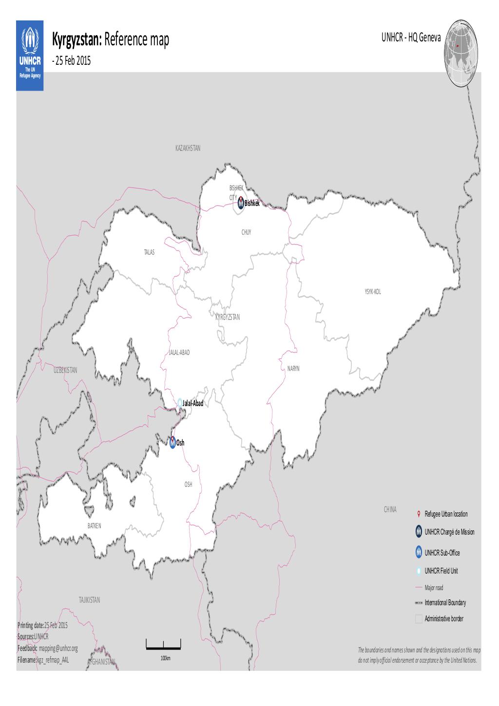 Document - Kyrgyzstan: Reference map - February 2015