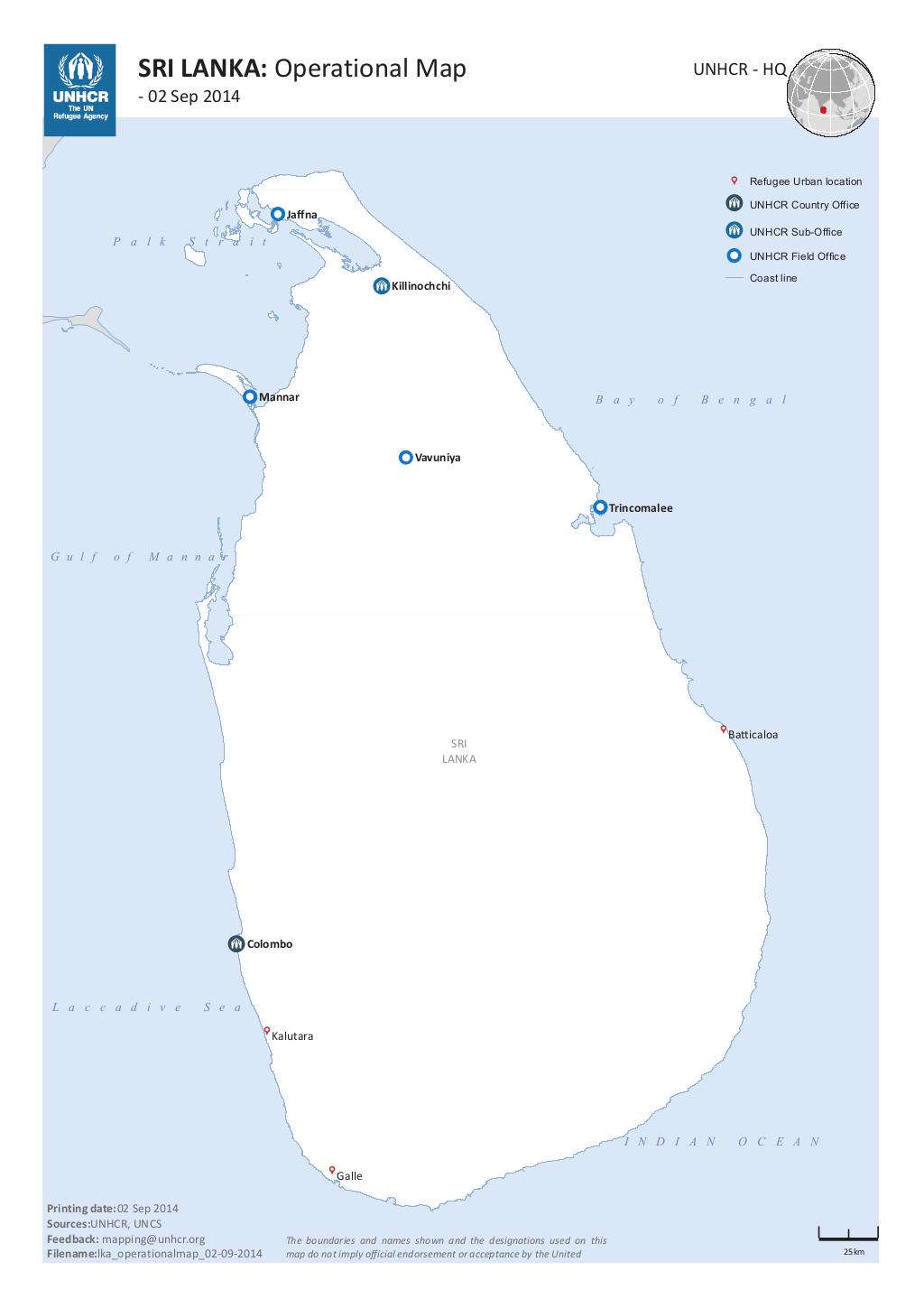 Document - Sri Lanka: Operational Map - 02 Sep. 2014