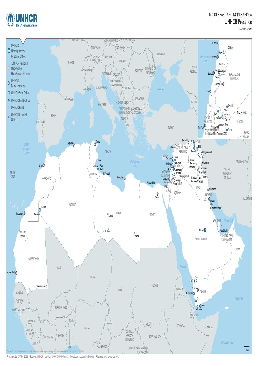 Document - Middle East and North Africa - UNHCR Presence - 29 May 2018