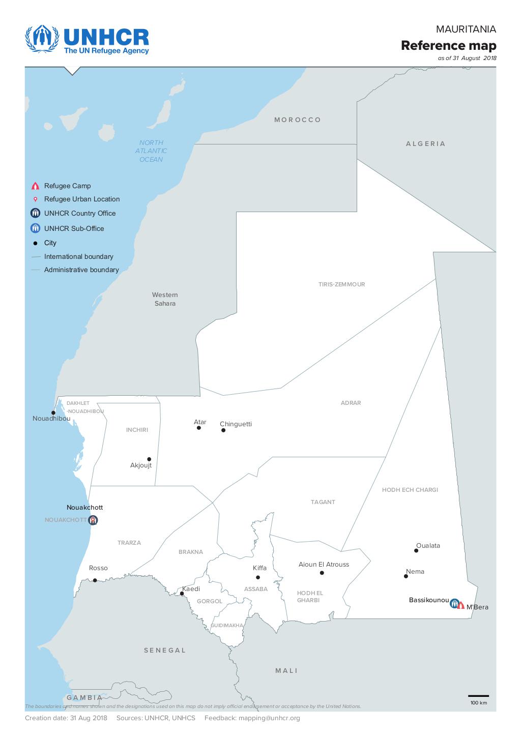 Document - Mauritania - Reference map - as of 31 August 2018