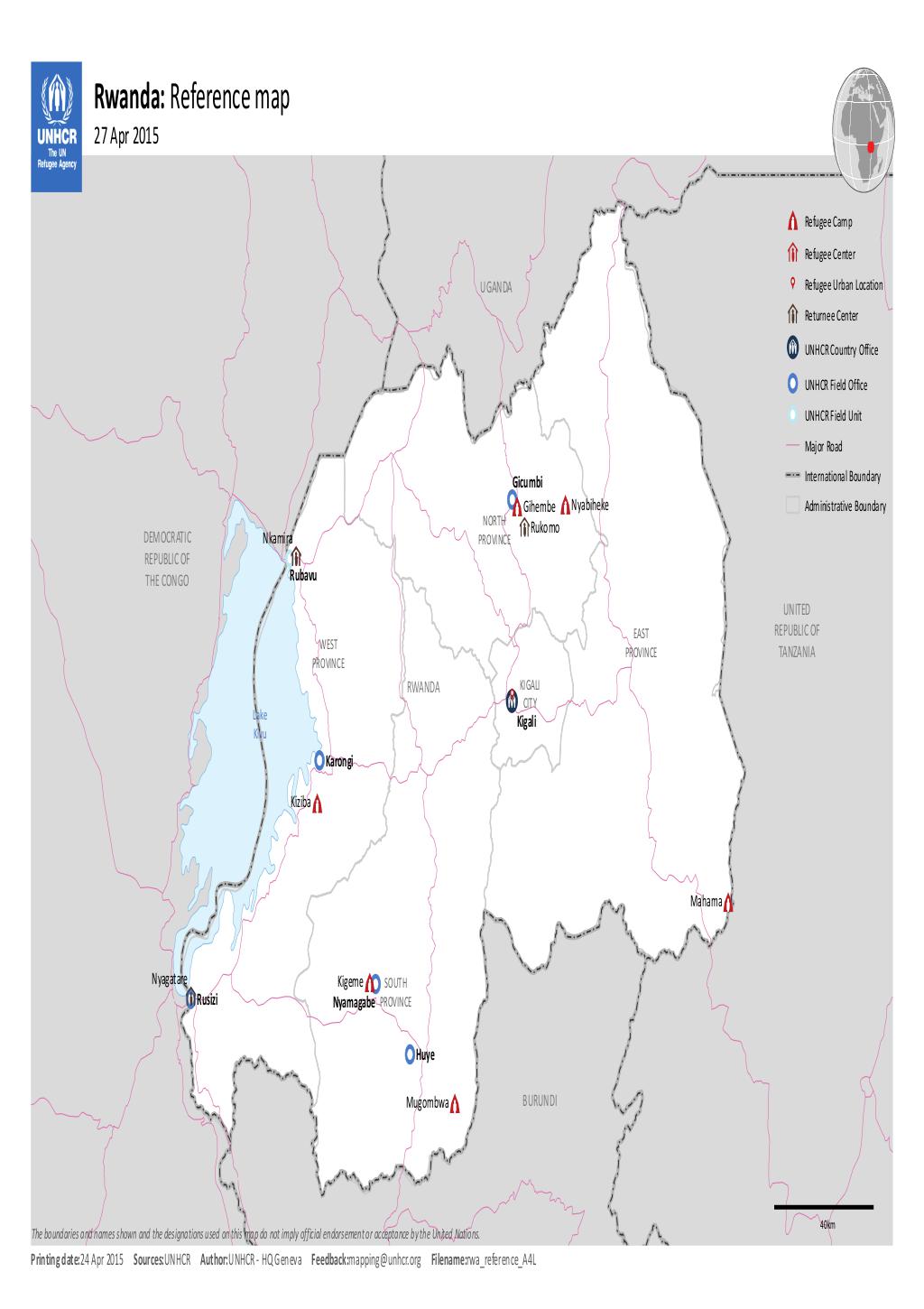 Document - Rwanda: Reference map - 27 April 2015