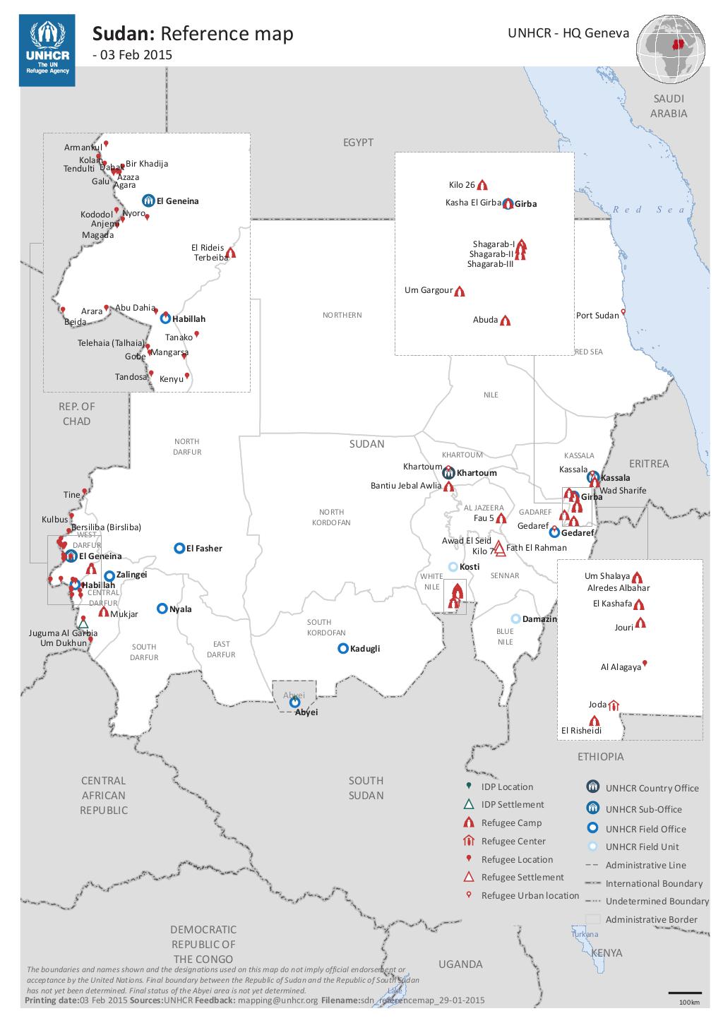 Document - Sudan: Reference map - 02 February 2015